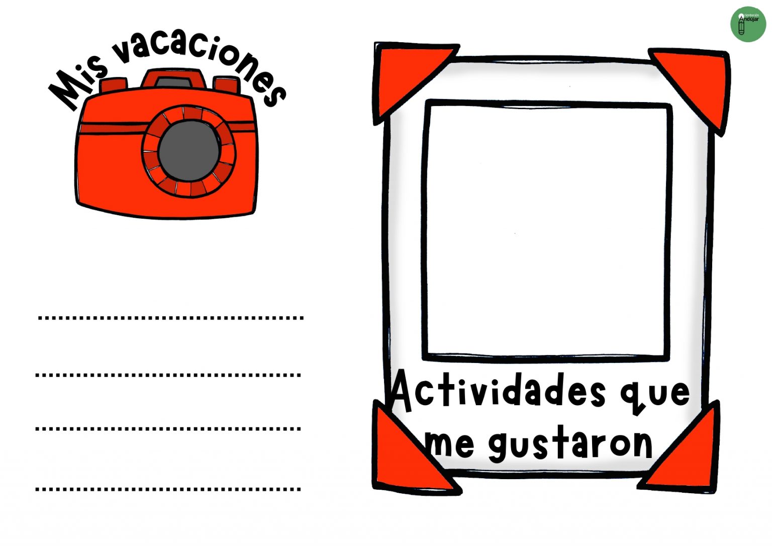 Mi diario de vacaciones: dibuja y escribe - Orientacion Andujar