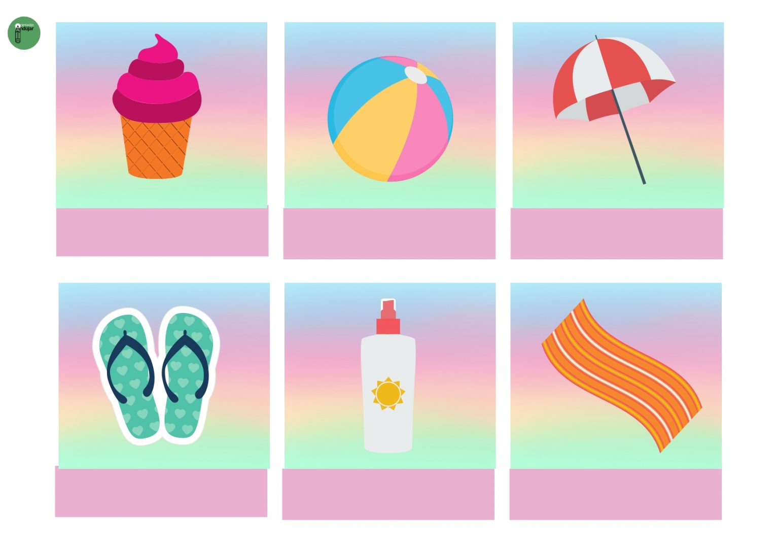 VOCABULARIO DE VERANO: escribe las palabras - Orientacion Andujar