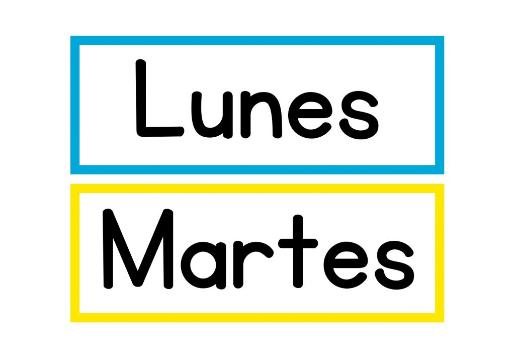 Colorido calendario para la clase: días de la semana y tiempo ...