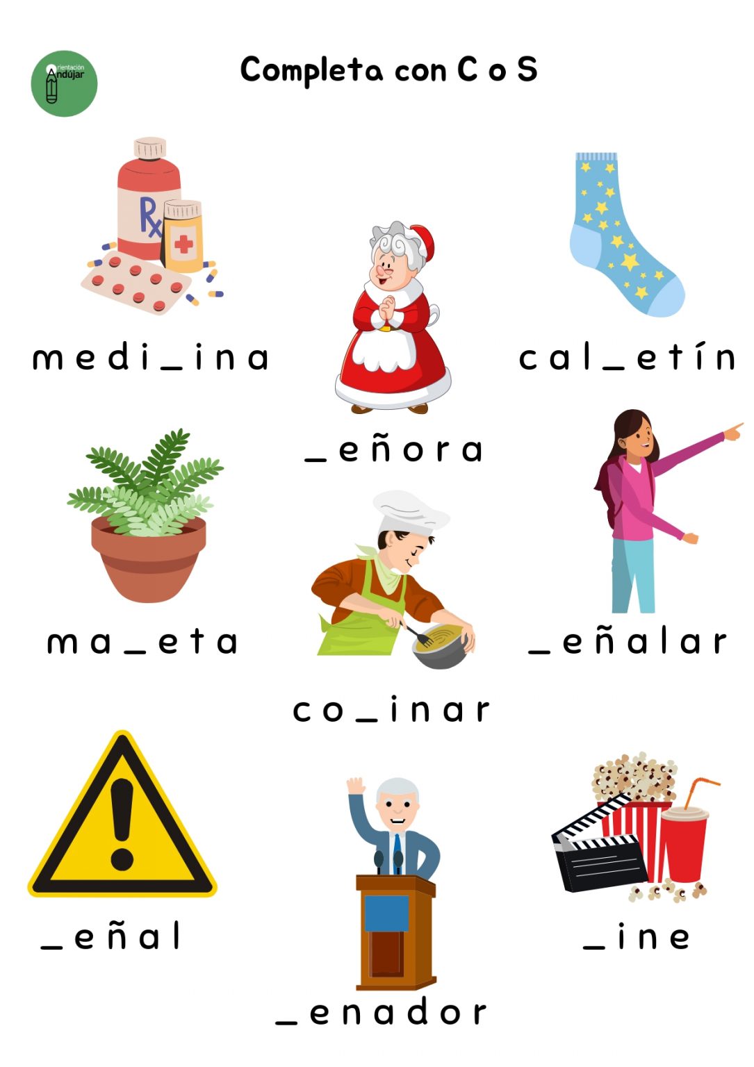 Repaso de ortografía: c/s - Orientacion Andujar