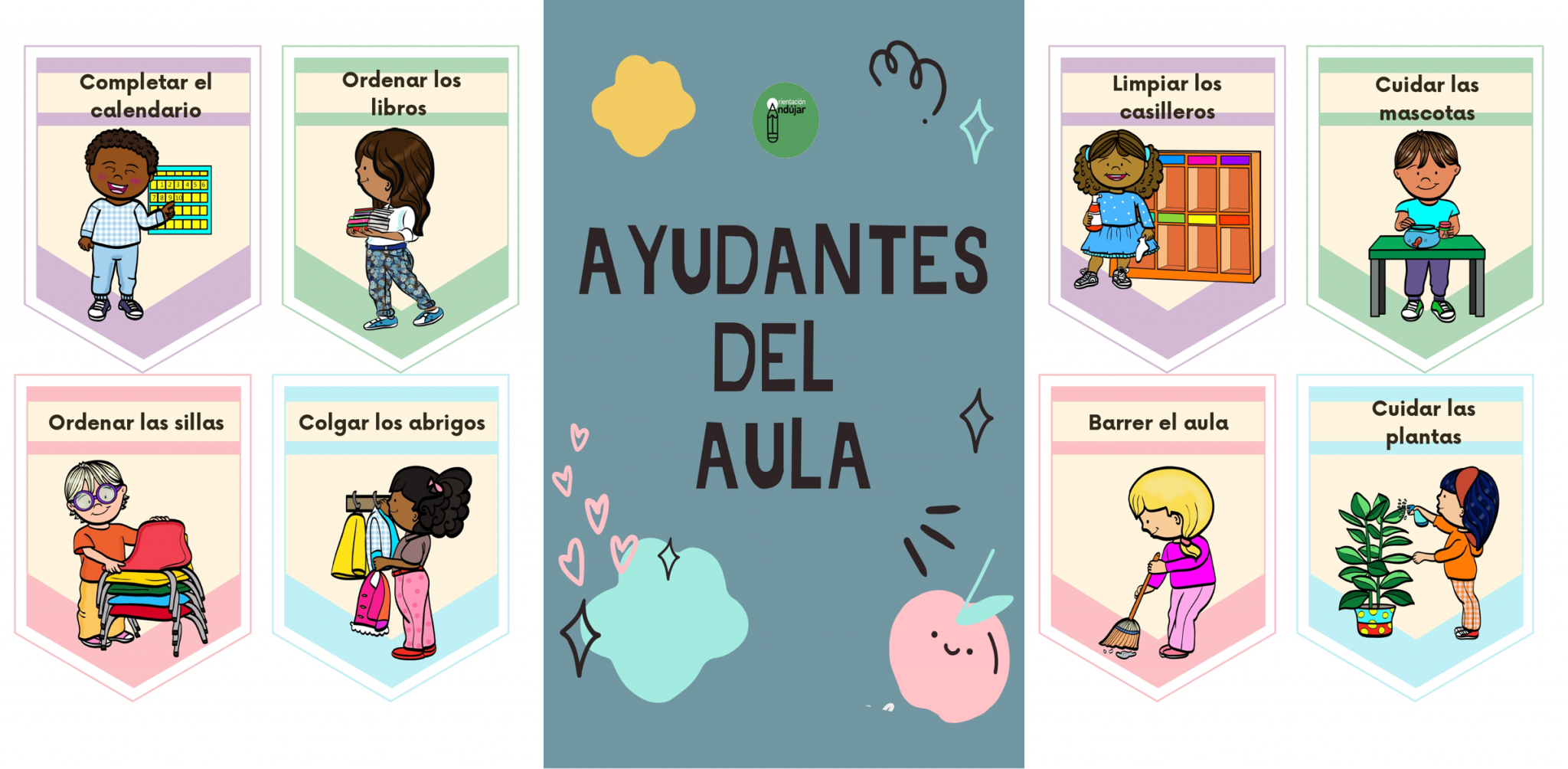 Ayudantes del aula: bonitas tarjetas - Orientacion Andujar