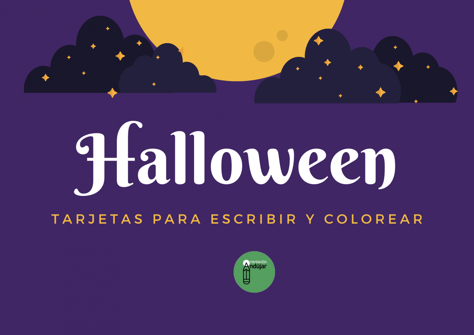 Halloween: bonitas tarjetas para escribir y colorear - Orientacion Andujar