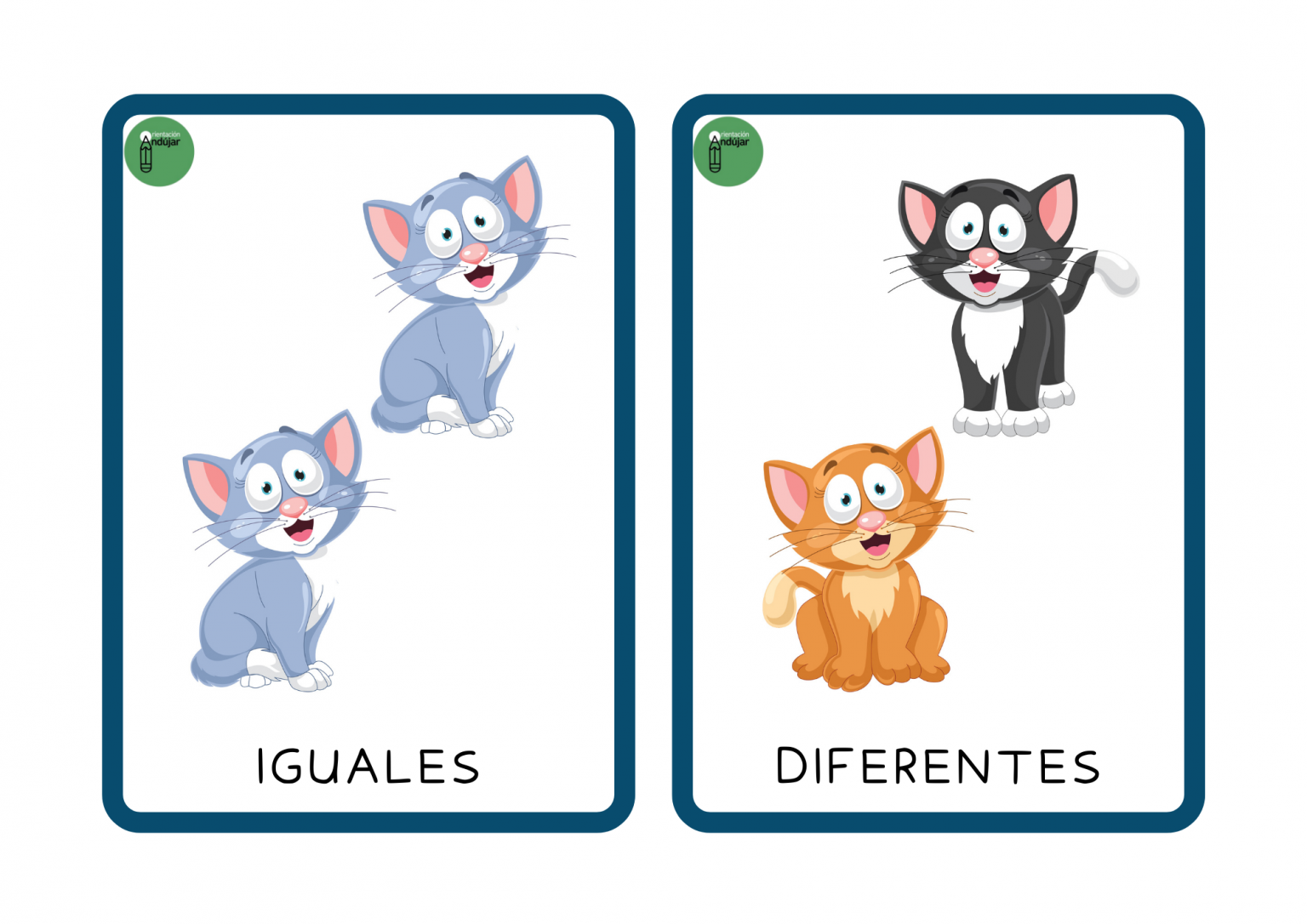 Tarjetas ilustrativas para aprender opuestos - Orientacion Andujar