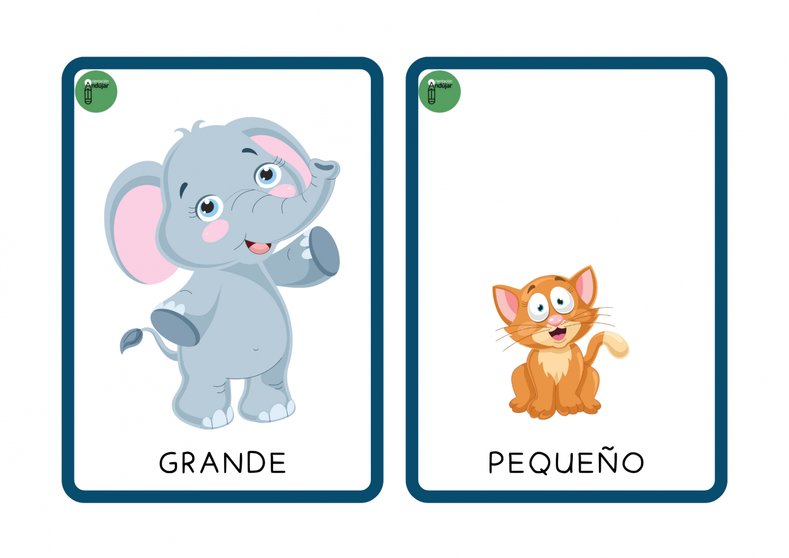 Tarjetas ilustrativas para aprender opuestos - Orientacion Andujar