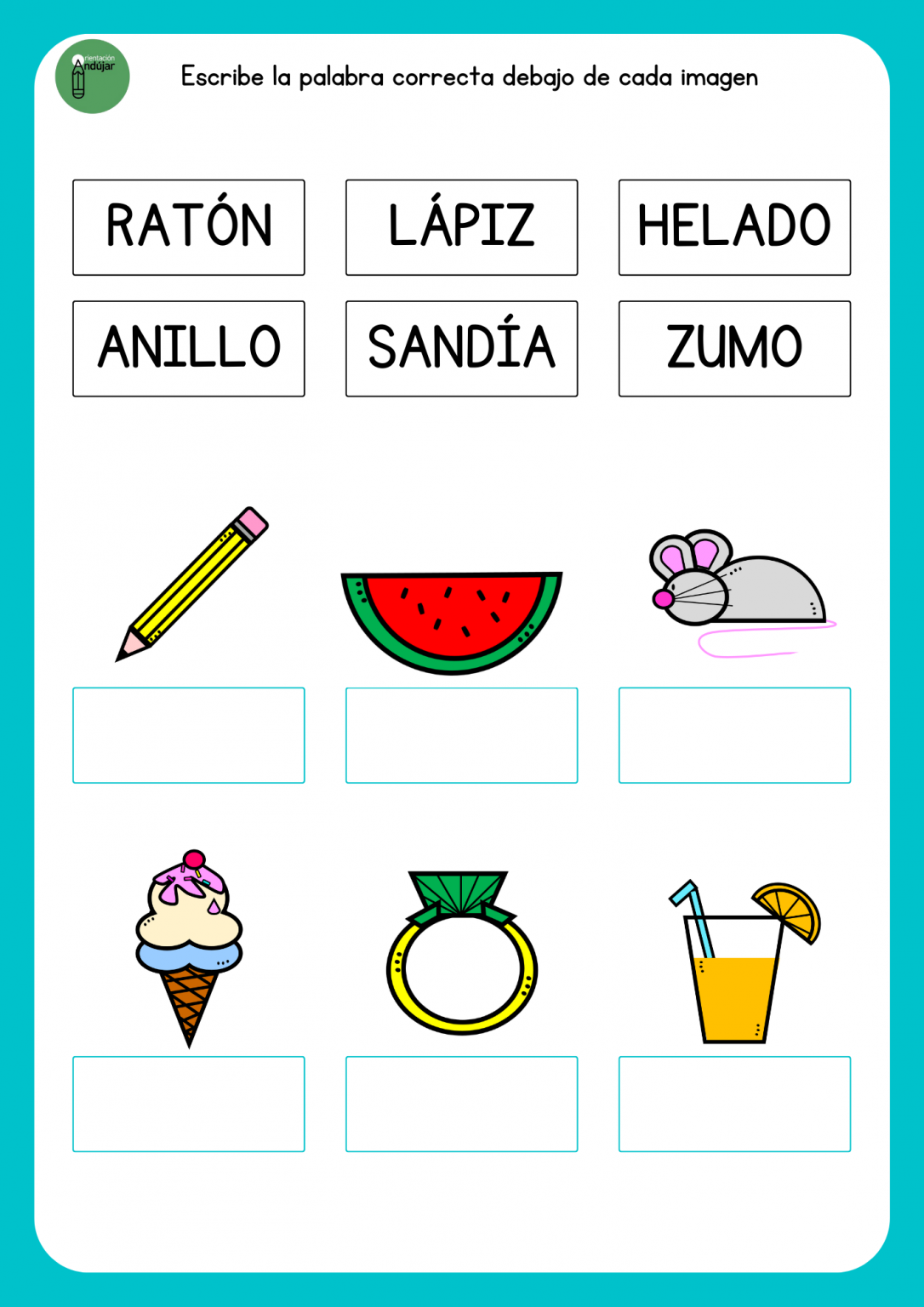 LECTOESCRITURA: coloca la palabra correcta en cada imagen - Orientacion ...