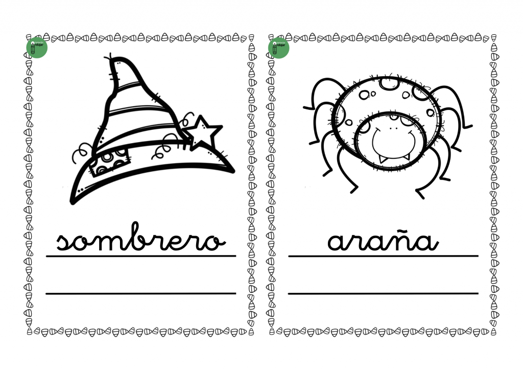 Halloween: bonitas tarjetas para escribir y colorear - Orientacion Andujar