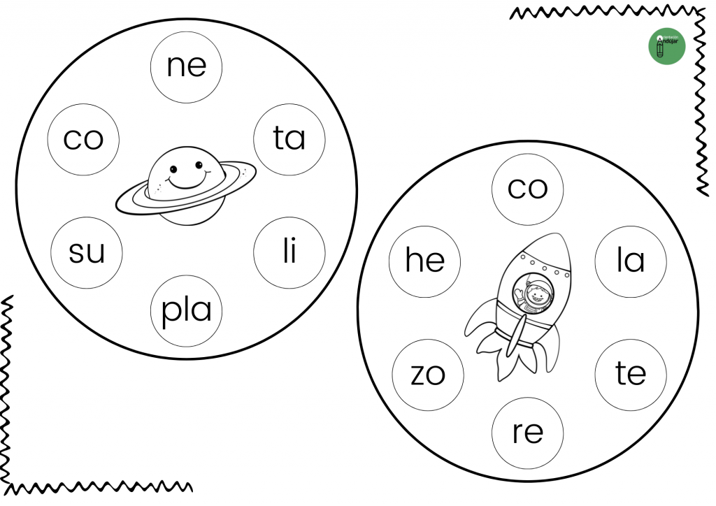 CONCIENCIA SILÁBICA: marca las sílabas que forman la palabra y colorea ...