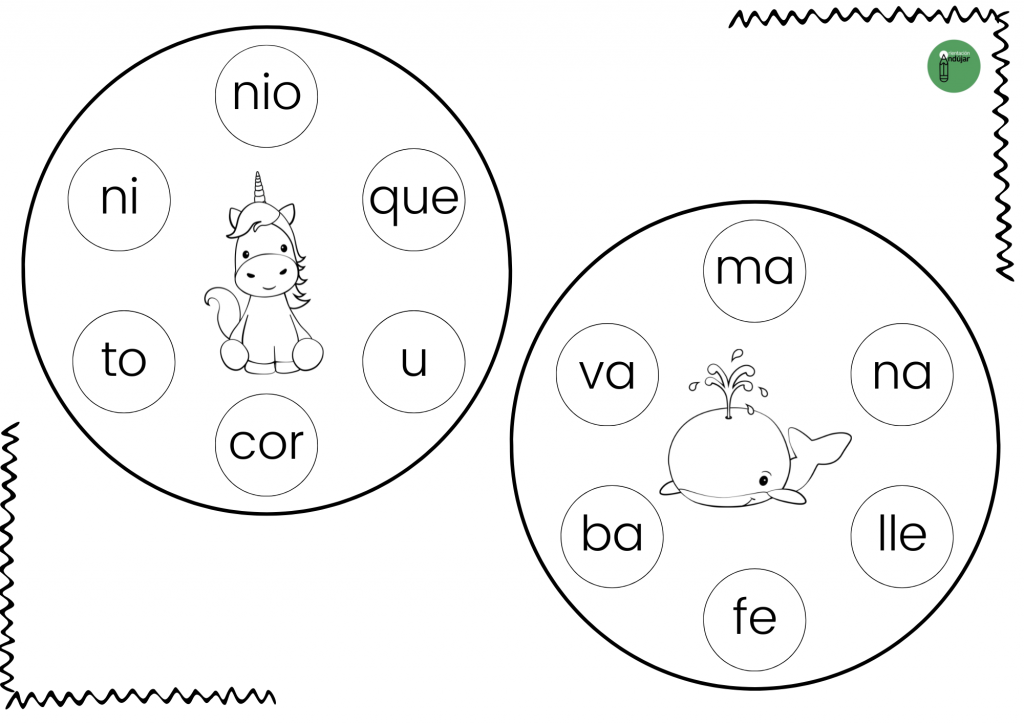 CONCIENCIA SILÁBICA: marca las sílabas que forman la palabra y colorea ...