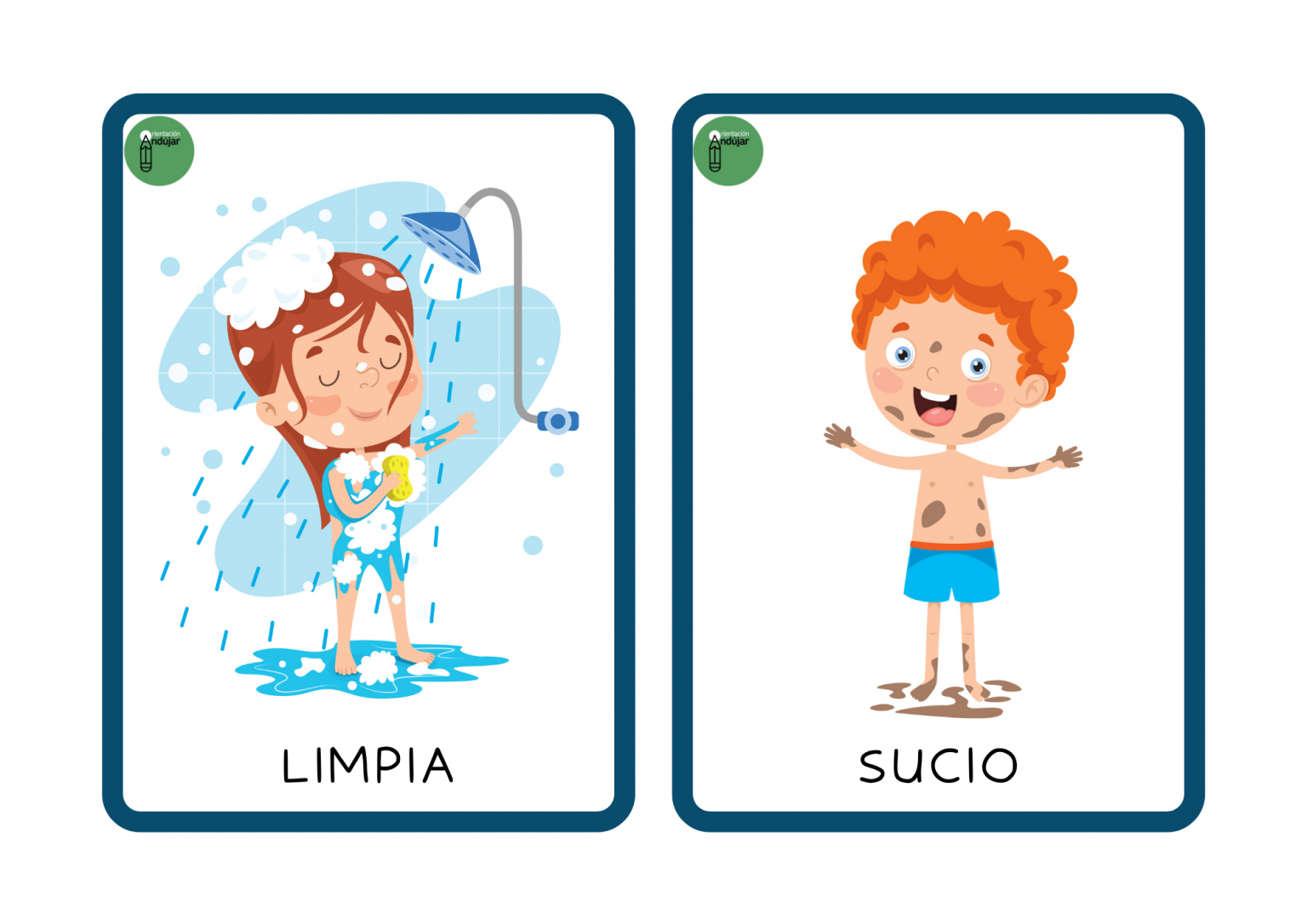 Tarjetas ilustrativas para aprender opuestos - Orientacion Andujar