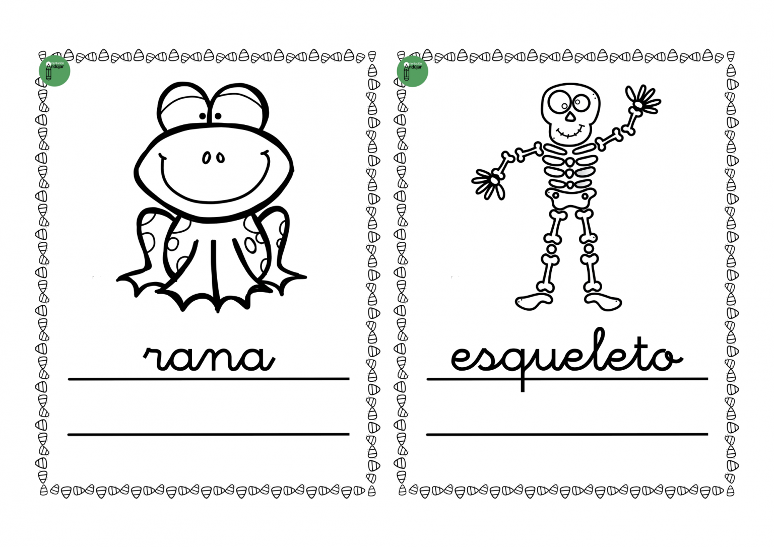 Halloween: bonitas tarjetas para escribir y colorear - Orientacion Andujar