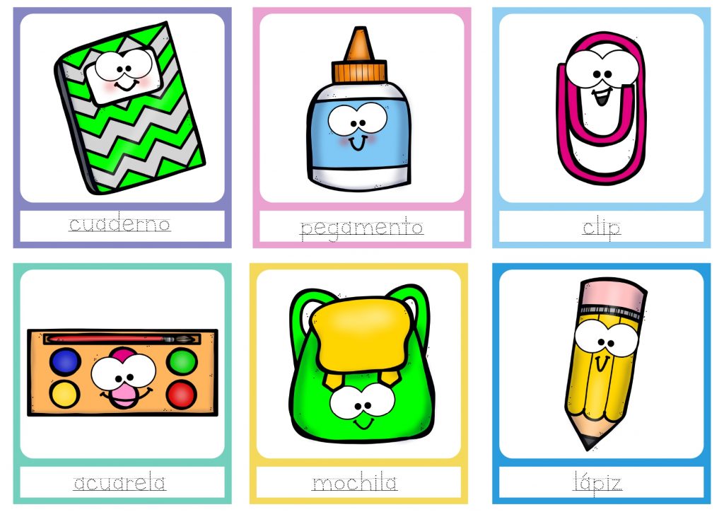 Geniales flashcards de escritura para aprender el material escolar ...