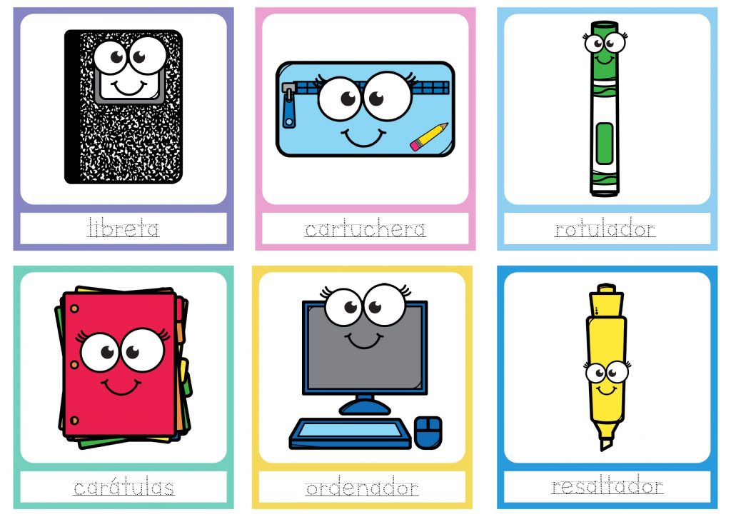 Geniales flashcards de escritura para aprender el material escolar ...