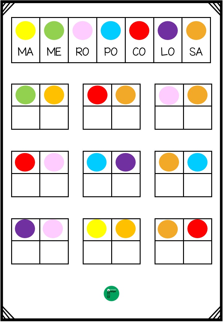 Formamos Palabras De 2 Sílabas A Través De Código De Colores