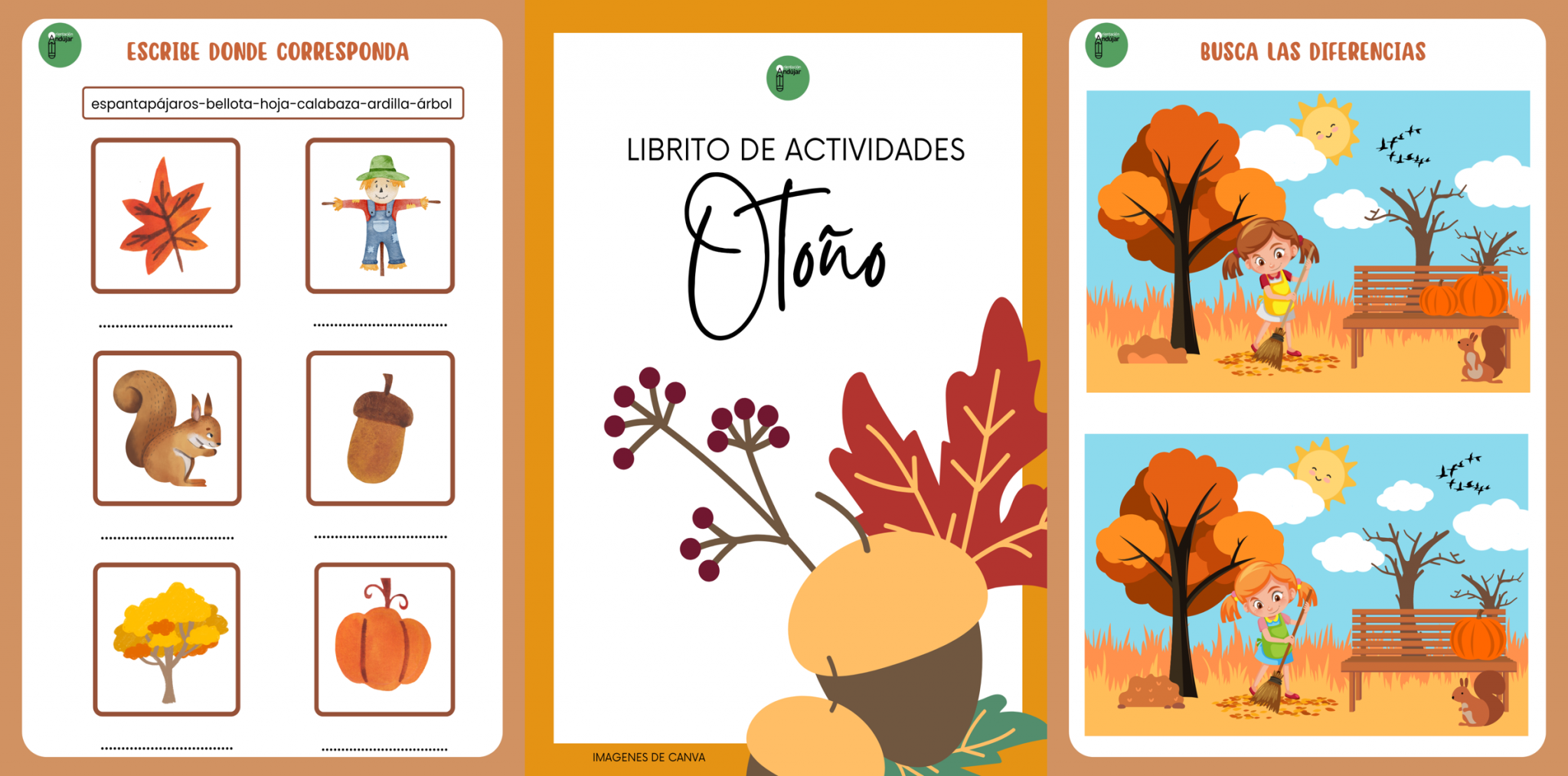Ejercicio de memoria visual con dibujos de otoño - Orientacion Andujar