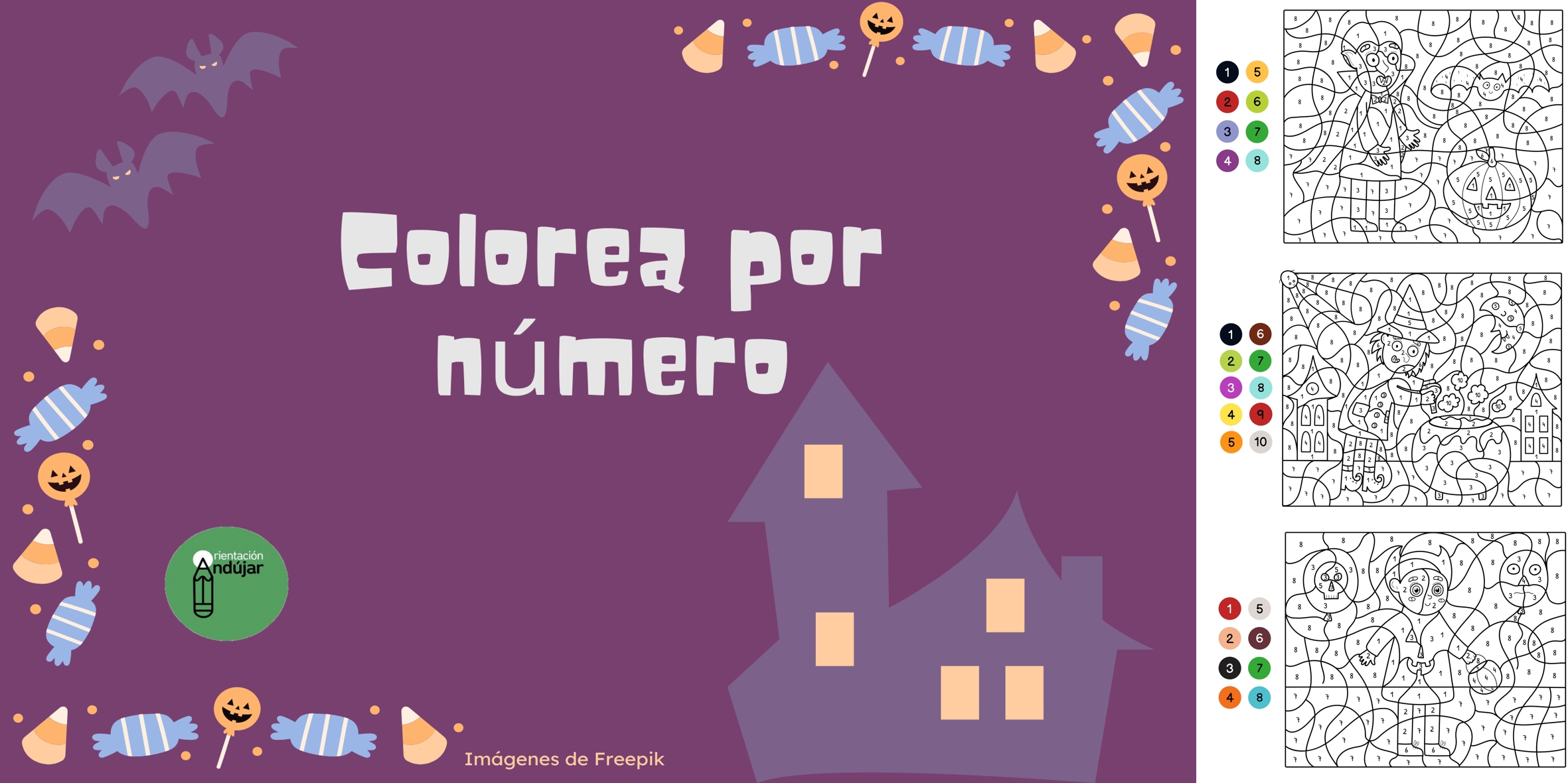 Atención en Halloween: colorea por número #TDAH - Orientacion Andujar