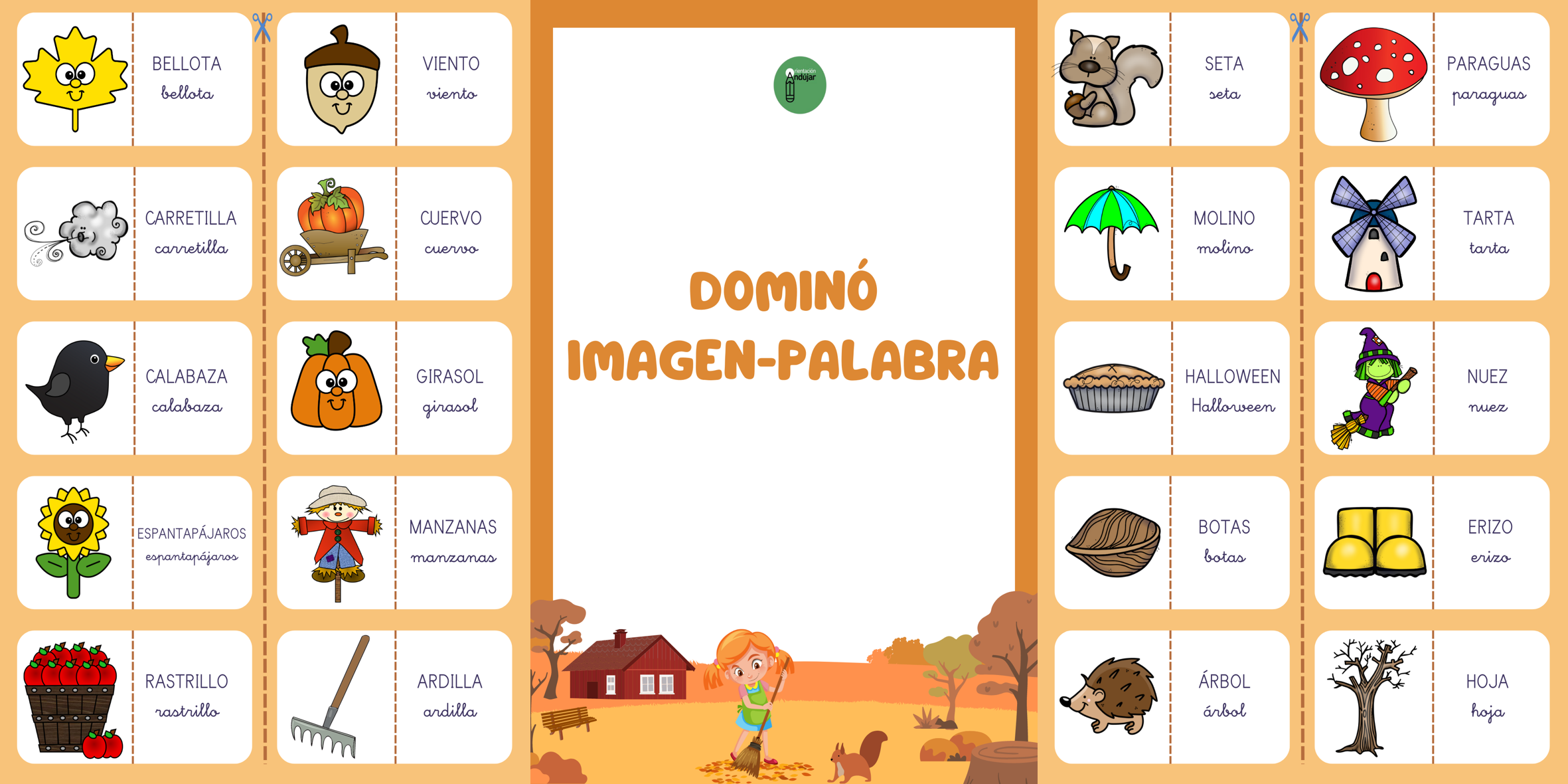 Divertido dominó imagen-palabra OTOÑO - Orientacion Andujar