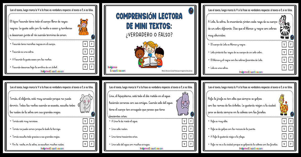Comprensión Lectora de minitextos, verdadero o falso. - Orientacion Andujar