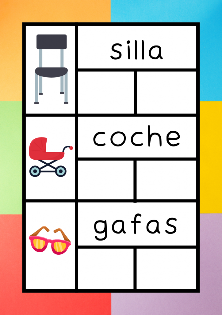 Bonitas tarjetas de escritura: conciencia silábica - Orientacion Andujar