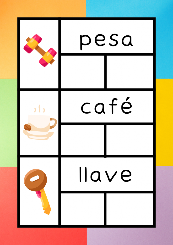 Bonitas tarjetas de escritura: conciencia silábica - Orientacion Andujar