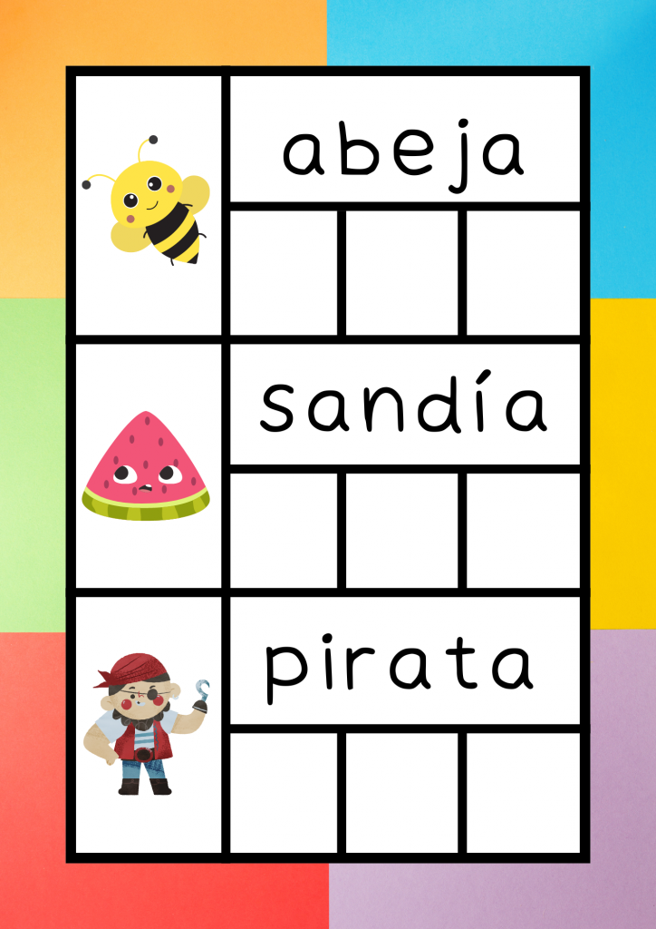 Bonitas tarjetas de escritura: conciencia silábica - Orientacion Andujar
