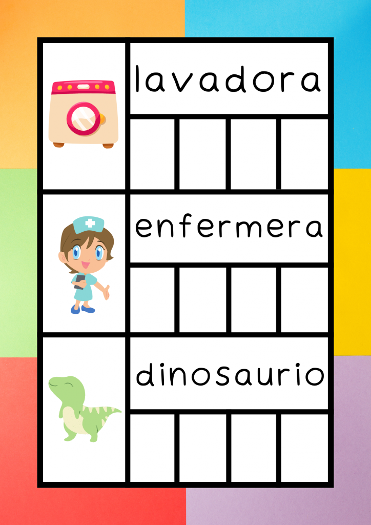 Bonitas tarjetas de escritura: conciencia silábica - Orientacion Andujar