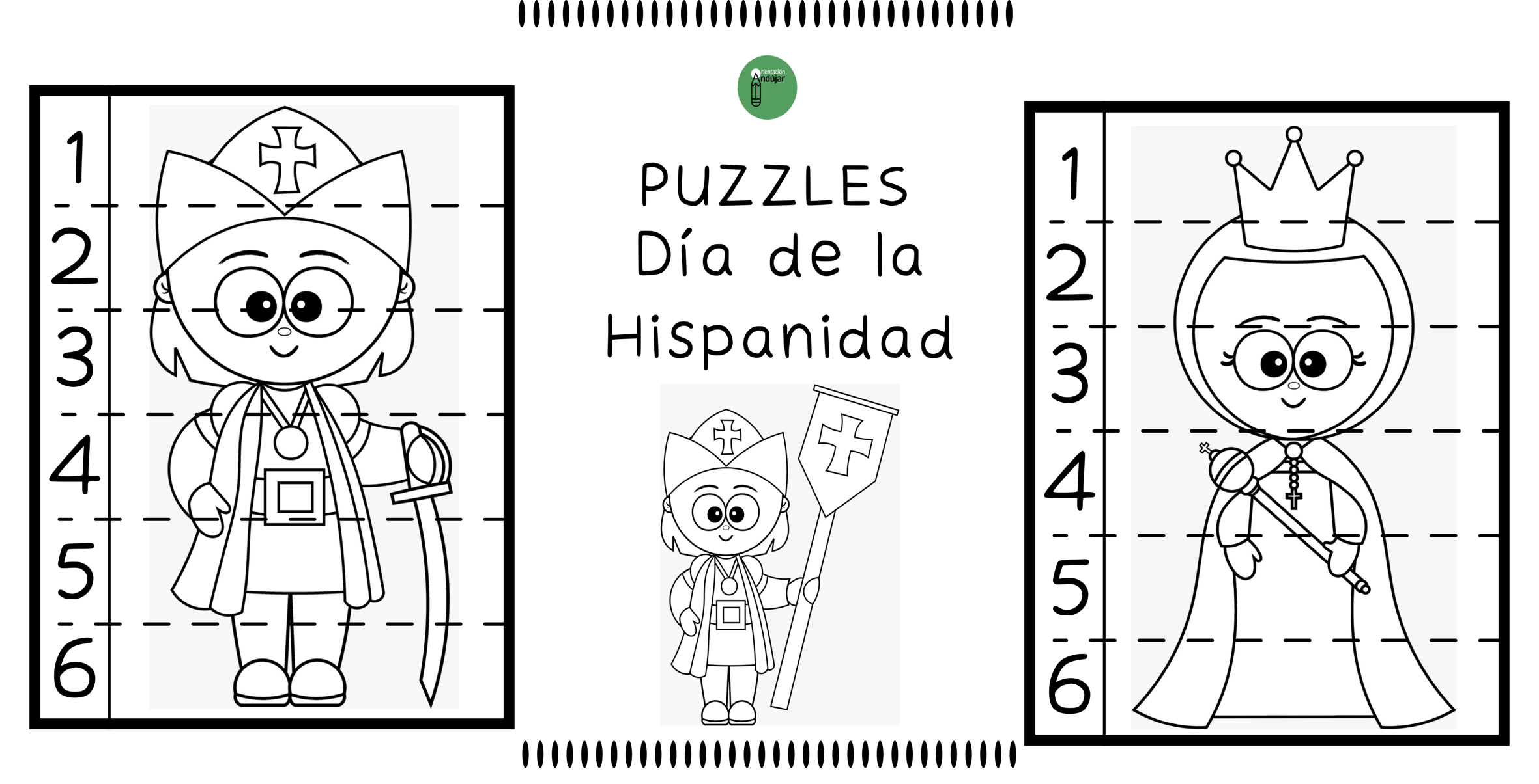 DÍA DE LA HISPANIDAD: Bonitos puzzles 6 piezas - Orientacion Andujar
