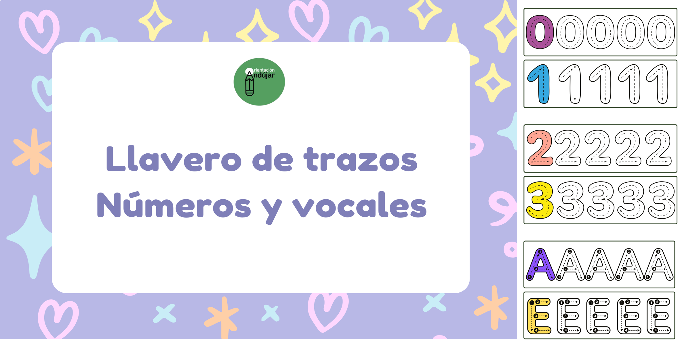 Bonito llavero de trazos números y vocales - Orientacion Andujar