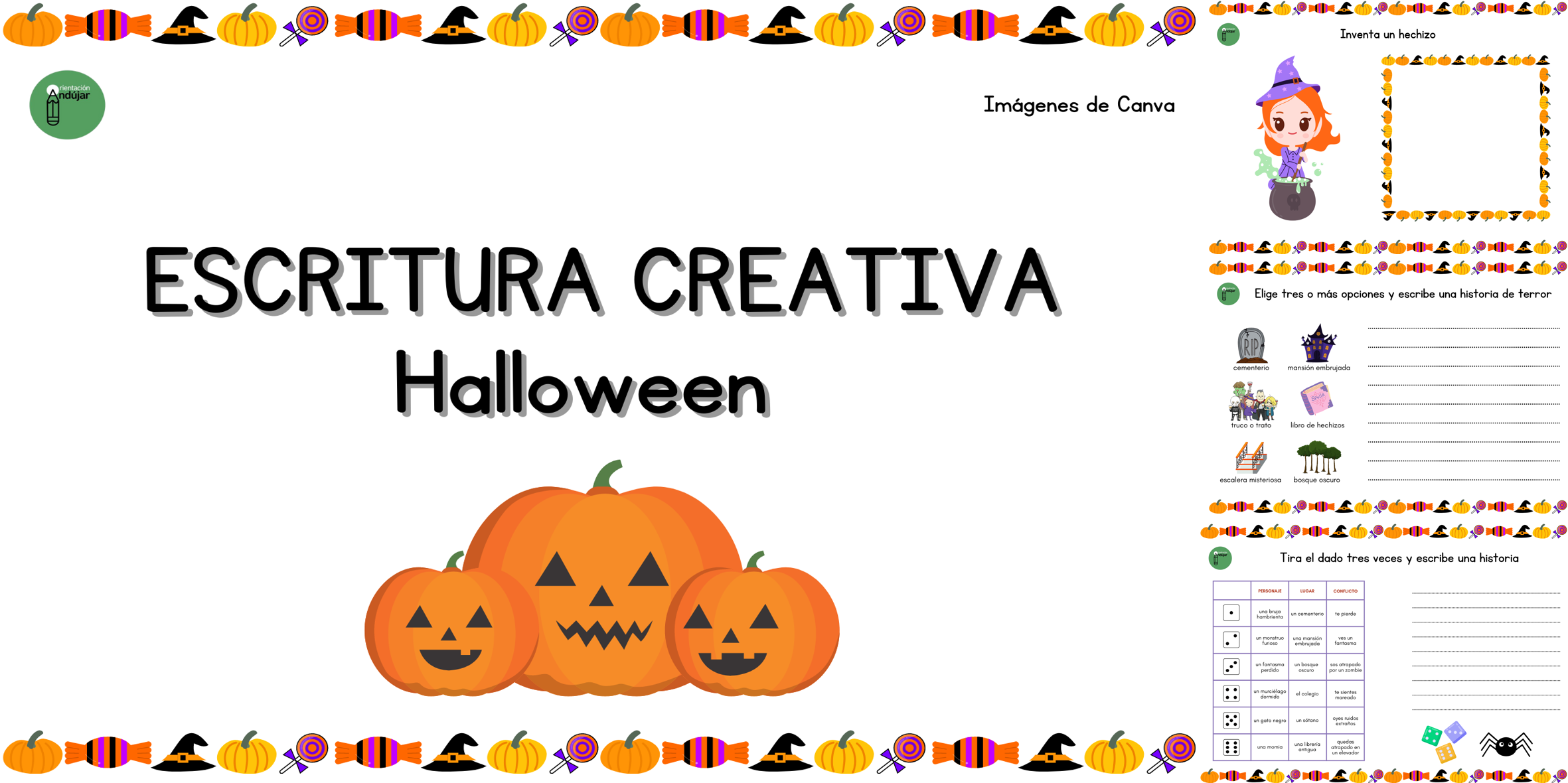 Bonitas fichas escritura creativa HALLOWEEN - Orientacion Andujar