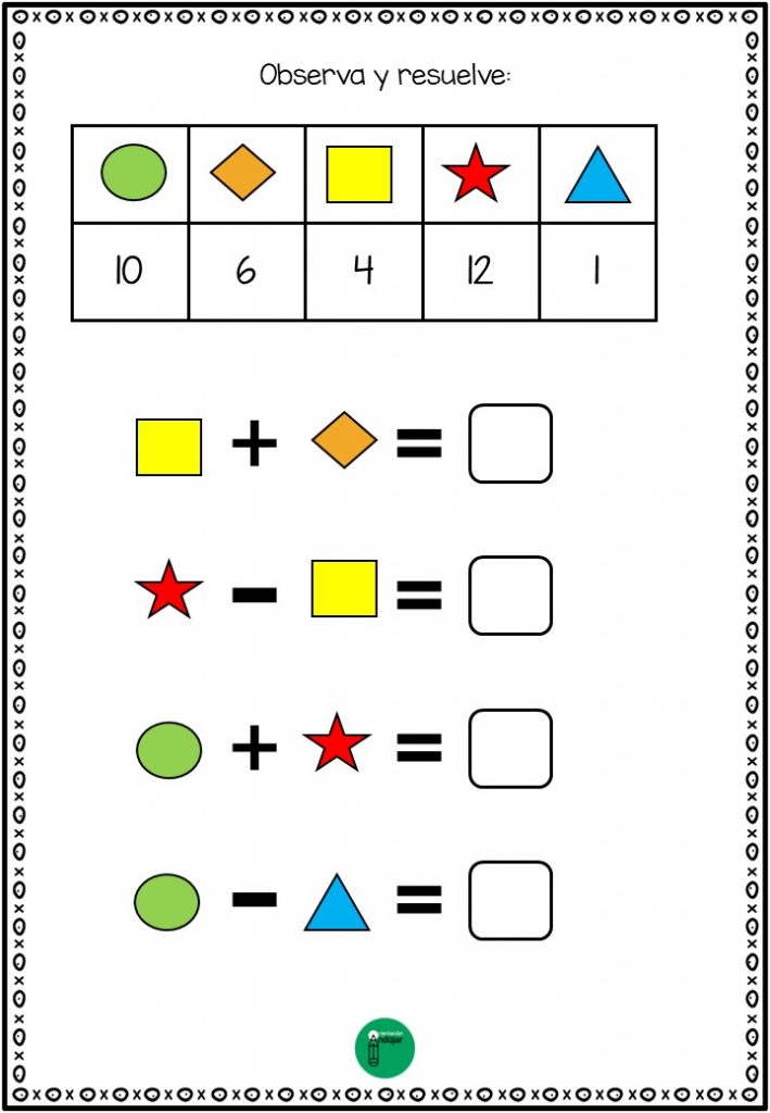 Sumas y restas con figuras geométricas - Orientacion Andujar