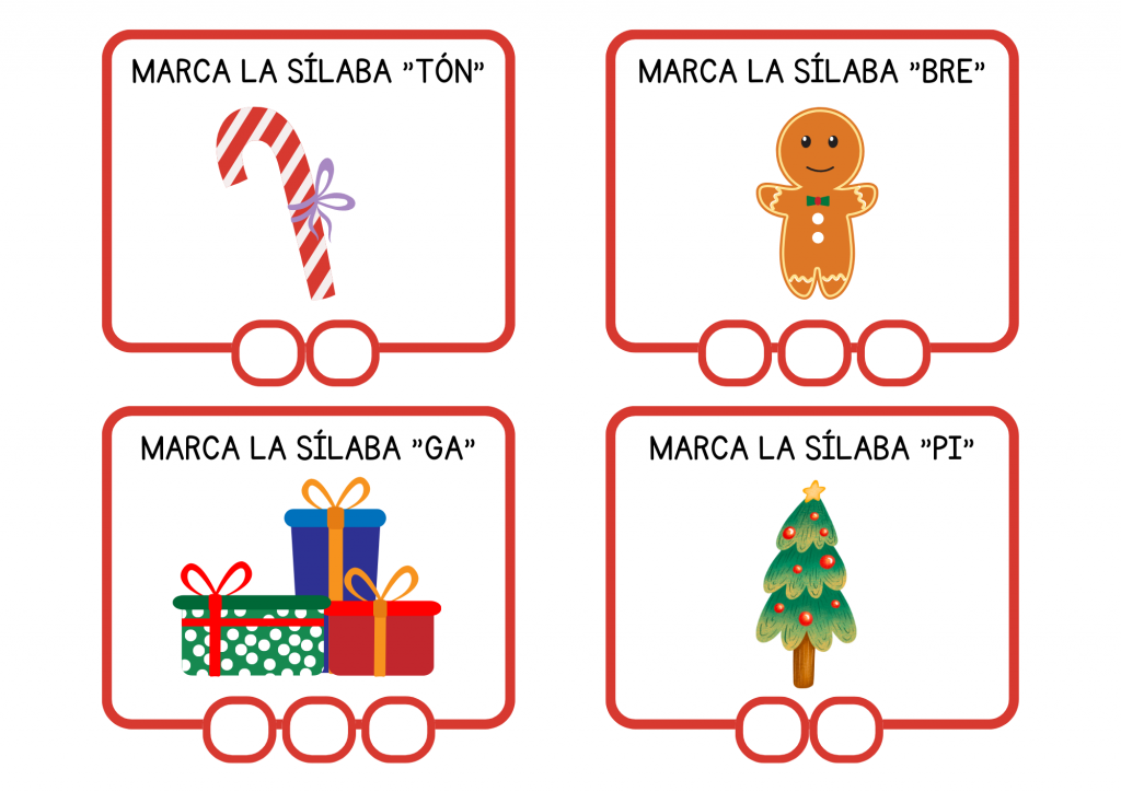 CONCIENCIA SILÁBICA NAVIDAD: marca la posición correcta de las sílabas ...