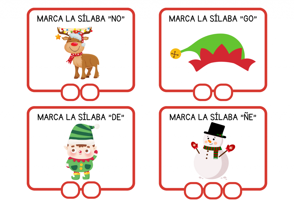 CONCIENCIA SILÁBICA NAVIDAD: marca la posición correcta de las sílabas ...
