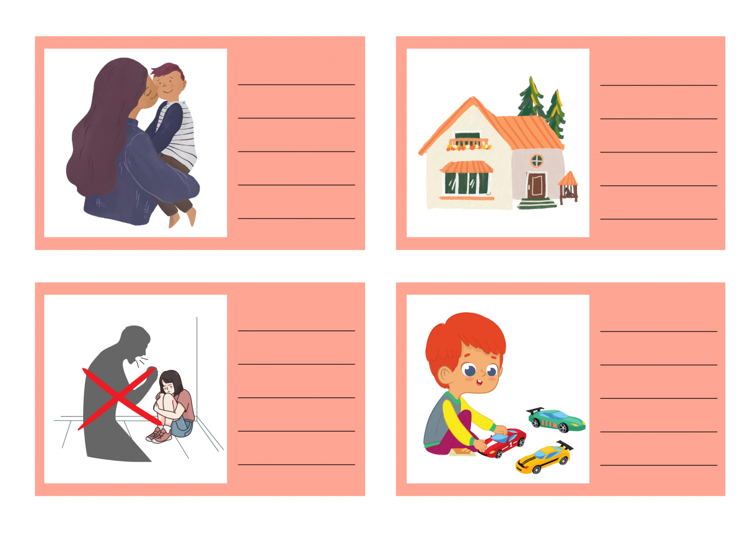 Tarjetas para completar DERECHOS DEL NIÑO Y LA NIÑA - Orientacion Andujar