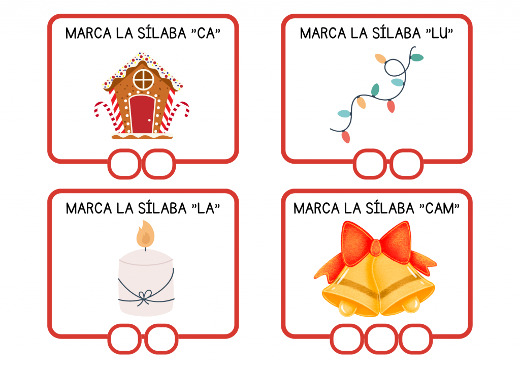 CONCIENCIA SILÁBICA NAVIDAD: marca la posición correcta de las sílabas ...
