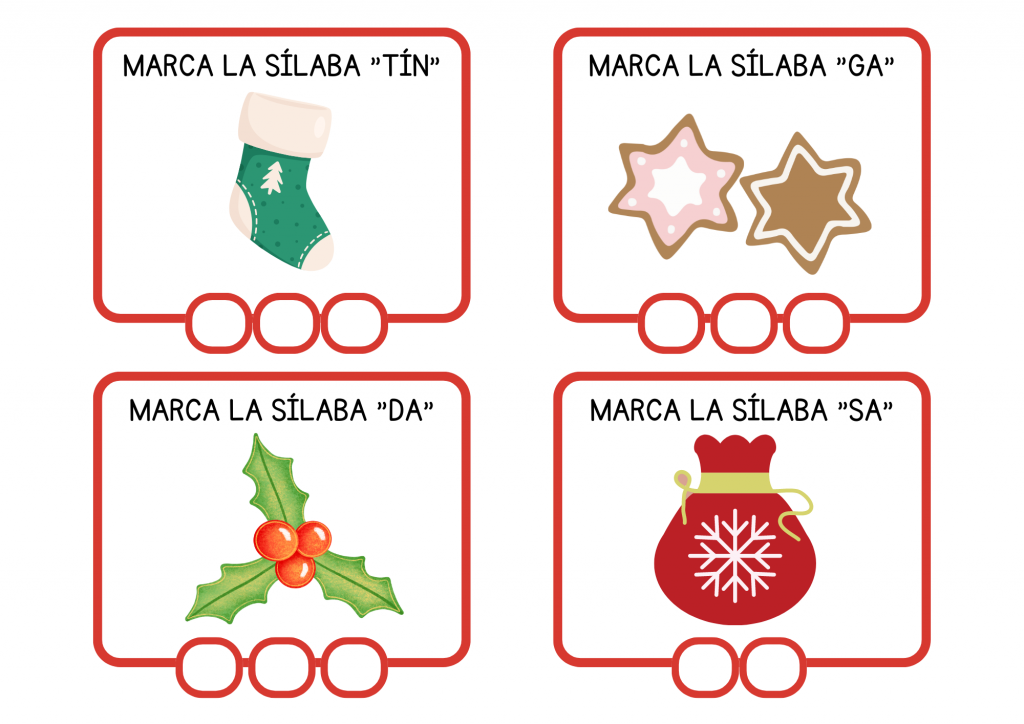 CONCIENCIA SILÁBICA NAVIDAD: marca la posición correcta de las sílabas ...