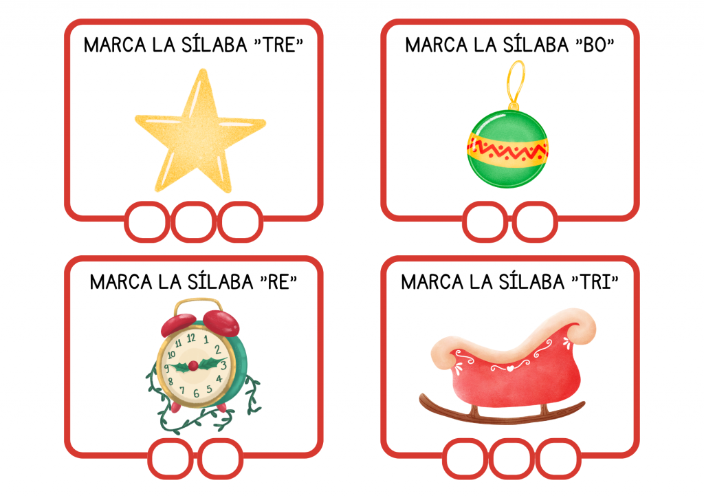CONCIENCIA SILÁBICA NAVIDAD: marca la posición correcta de las sílabas ...