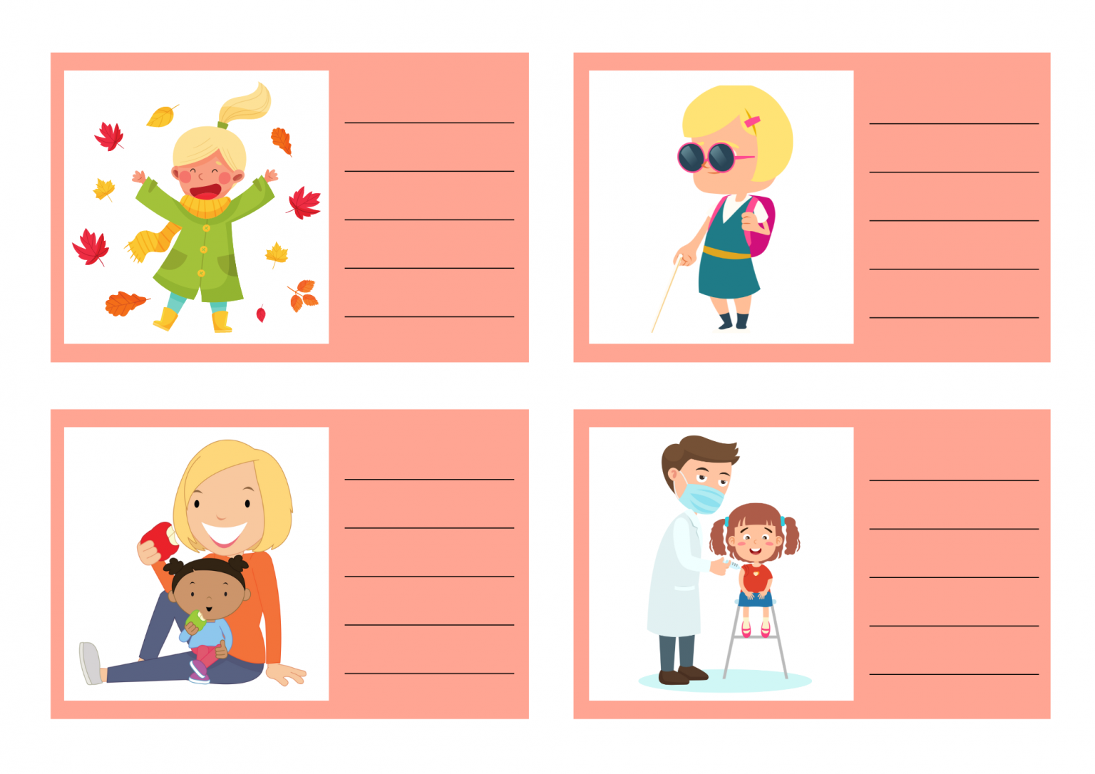 Tarjetas para completar DERECHOS DEL NIÑO Y LA NIÑA - Orientacion Andujar