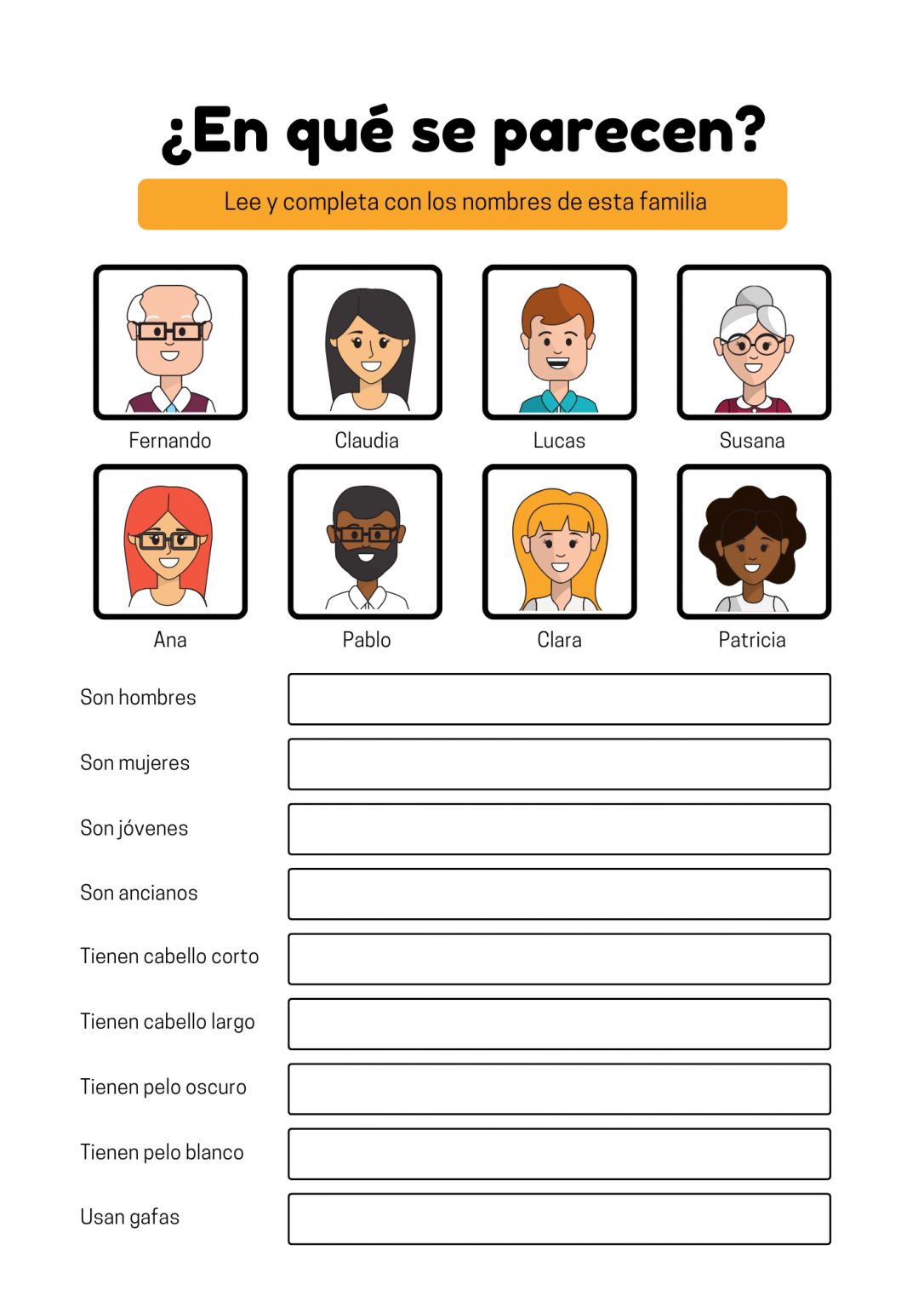 Bonitas fichas para completar: MI FAMILIA - Orientacion Andujar