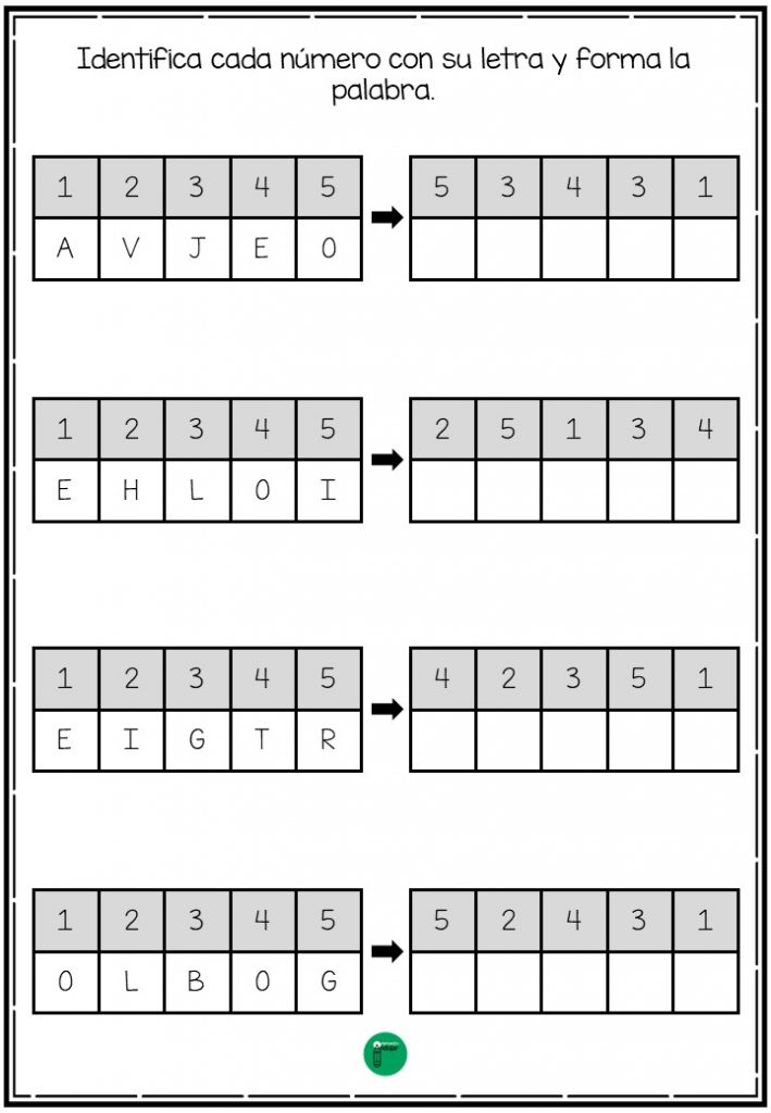 Códigos de números para formar letras - Orientacion Andujar