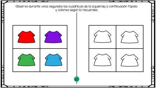 Ejercicio de memoria visual con colores - Orientacion Andujar