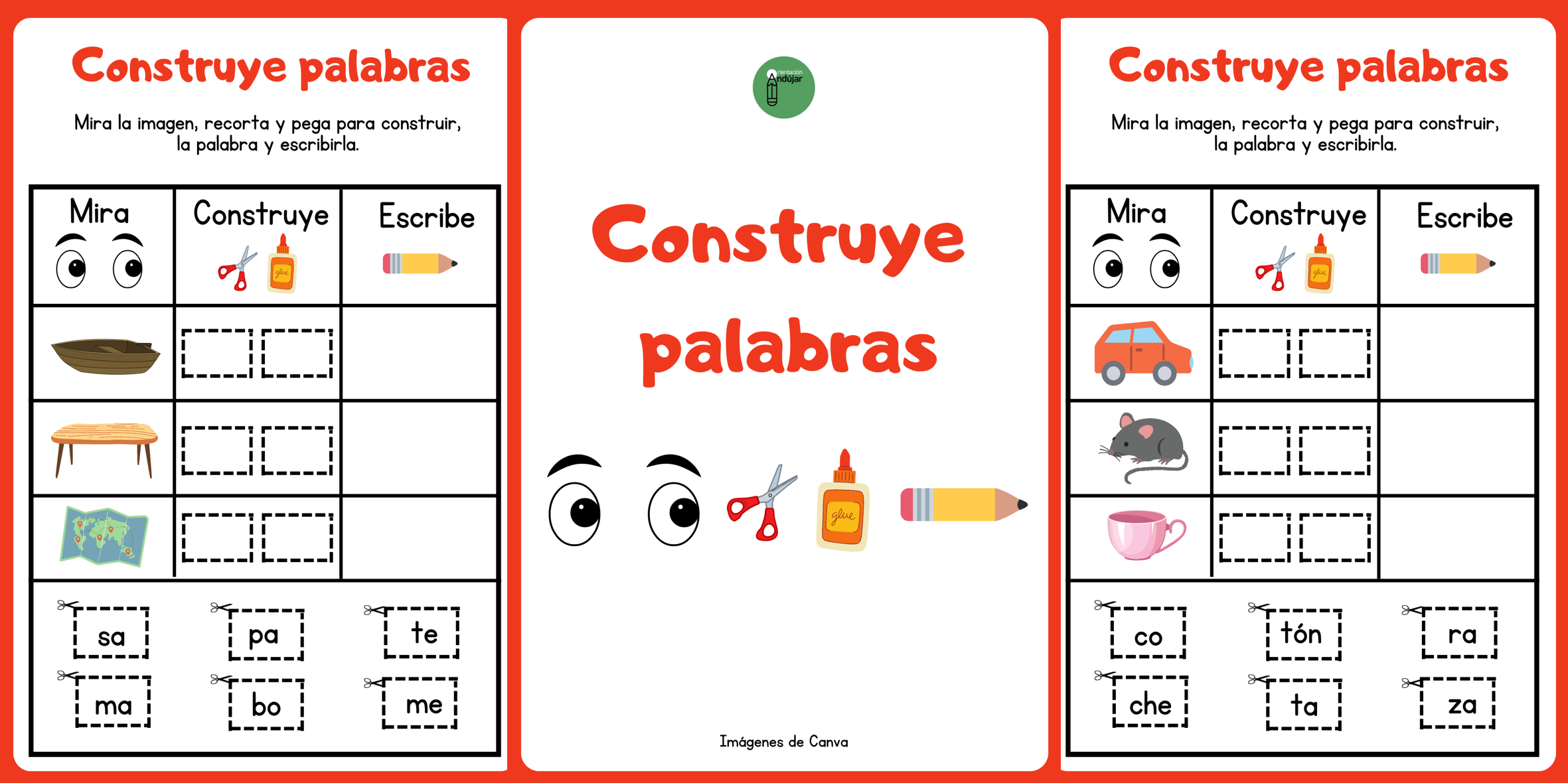 LECTOESCRITURA: construye palabras - Orientacion Andujar