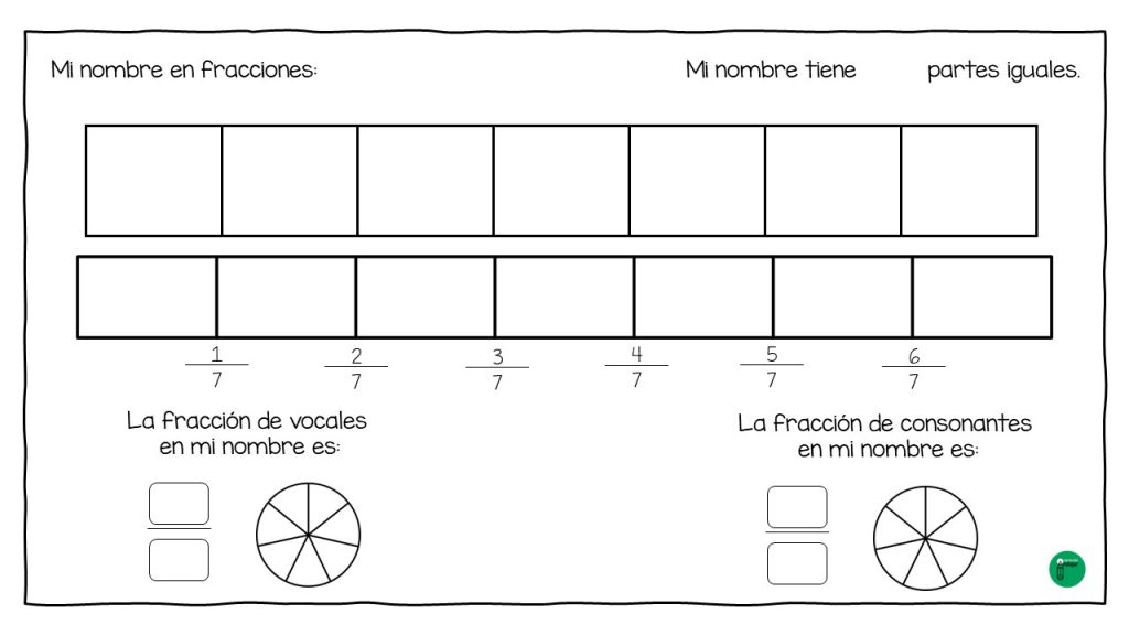 Plantillas para trabajar "Mi nombre en fracciones" - Orientacion Andujar