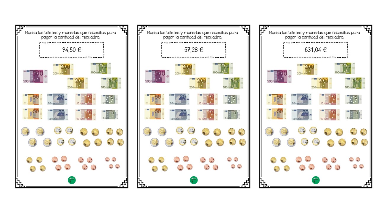 Pagos exactos con billetes y monedas de euro - Orientacion Andujar