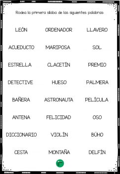 Primera y última sílaba de una palabra - Orientacion Andujar