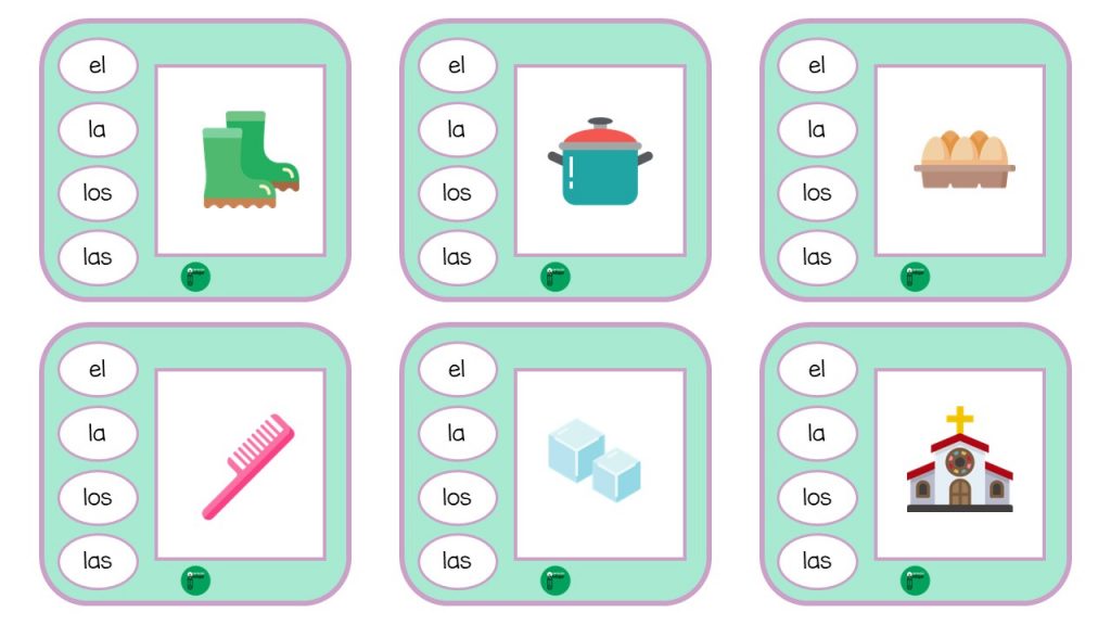 Tarjetas: Colorea el artículo correcto - Orientacion Andujar
