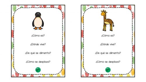 Tarjetas para describir a animales - Orientacion Andujar
