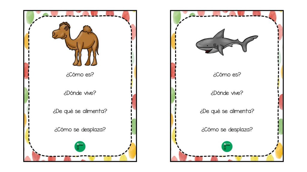 Tarjetas para describir a animales - Orientacion Andujar