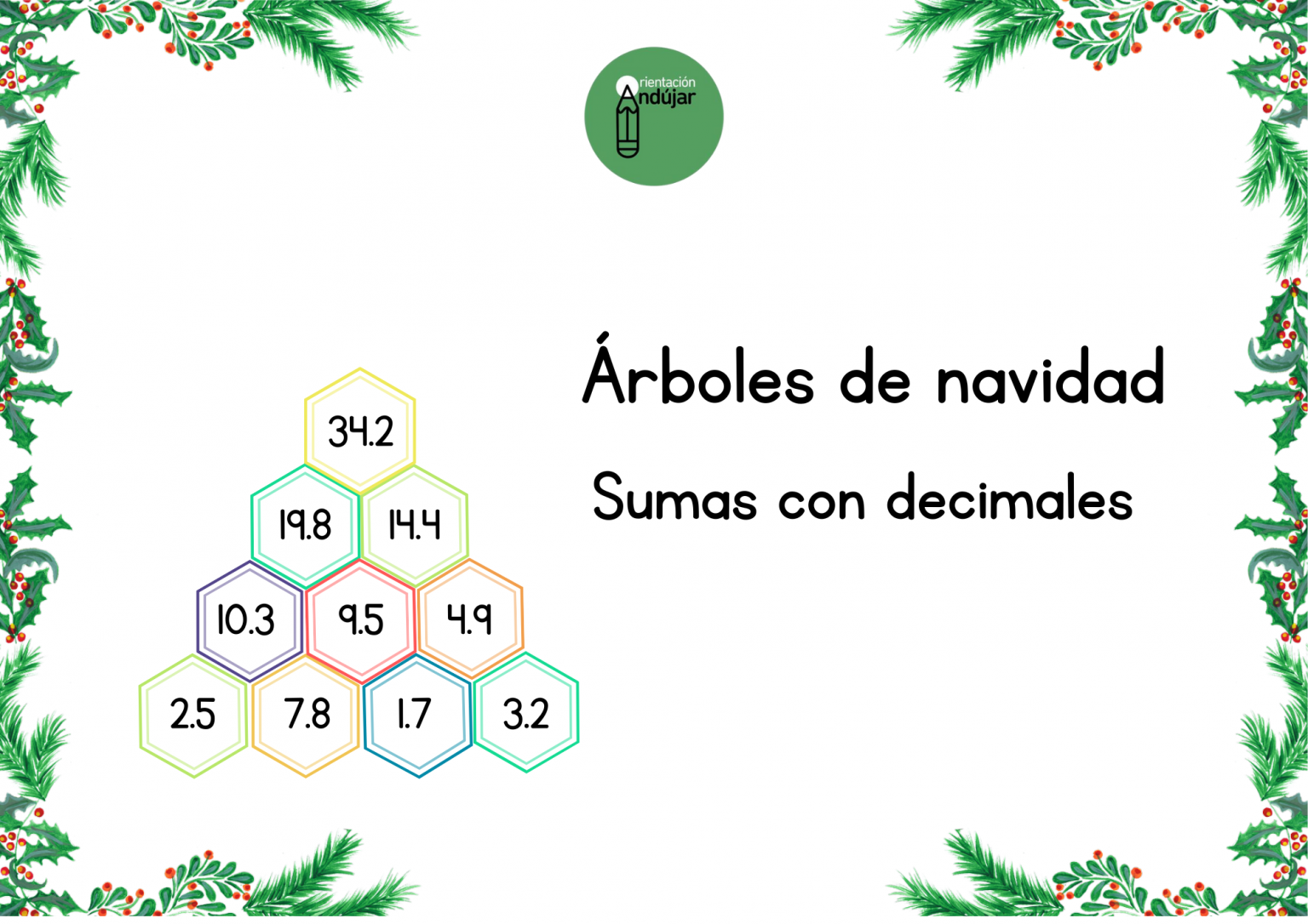 Árboles de Navidad: sumas con decimales - Orientacion Andujar