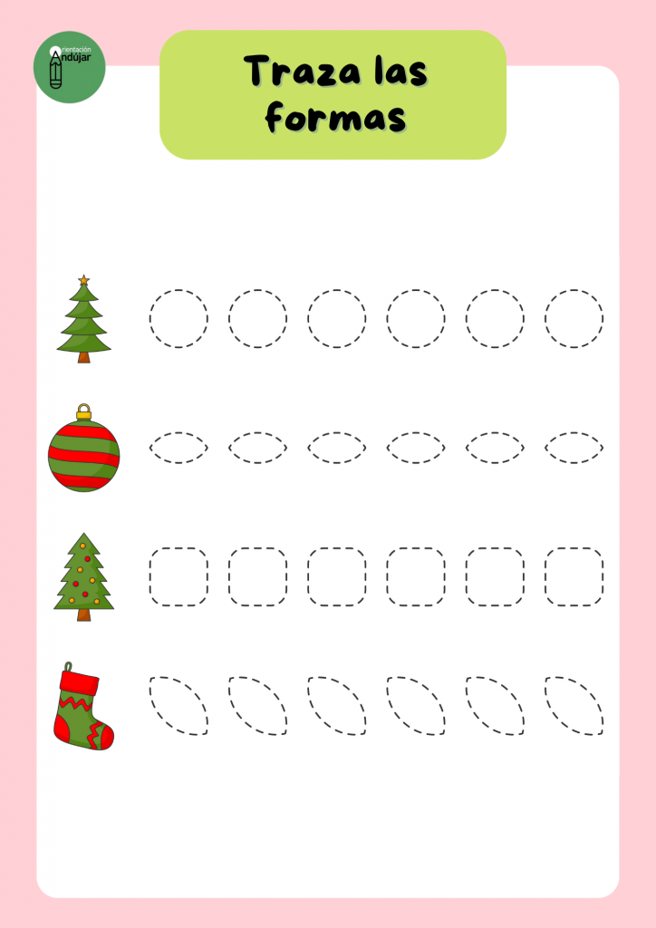 Bonitas fichas de grafomotricidad vuelta de NAVIDAD - Orientacion Andujar