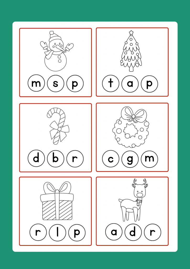 NAVIDAD CONCIENCIA FONOLÓGICA: indica la letra inicial y colorea ...