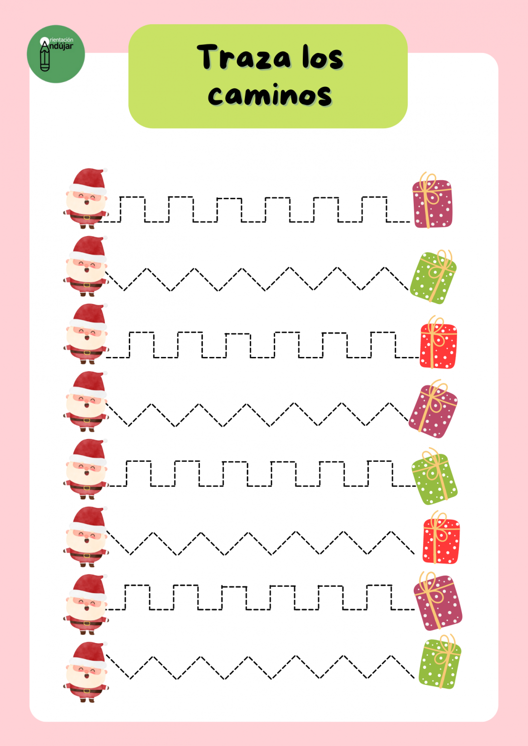 Bonitas fichas de grafomotricidad vuelta de NAVIDAD - Orientacion Andujar